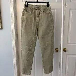 Zara | Jeans | Zara High Rise Olive Green Mom Jeans Ankle Length Size 2 ...